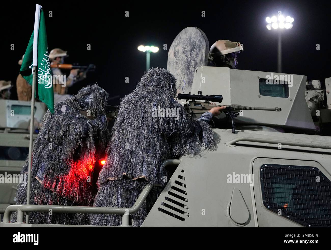 Members of the Saudi special forces perform in a military parade in ...