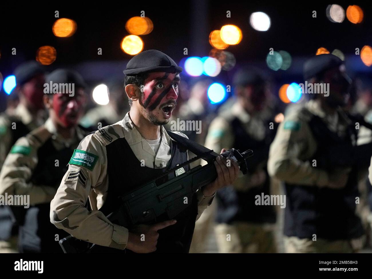 Members of the Saudi special forces perform a military parade in ...