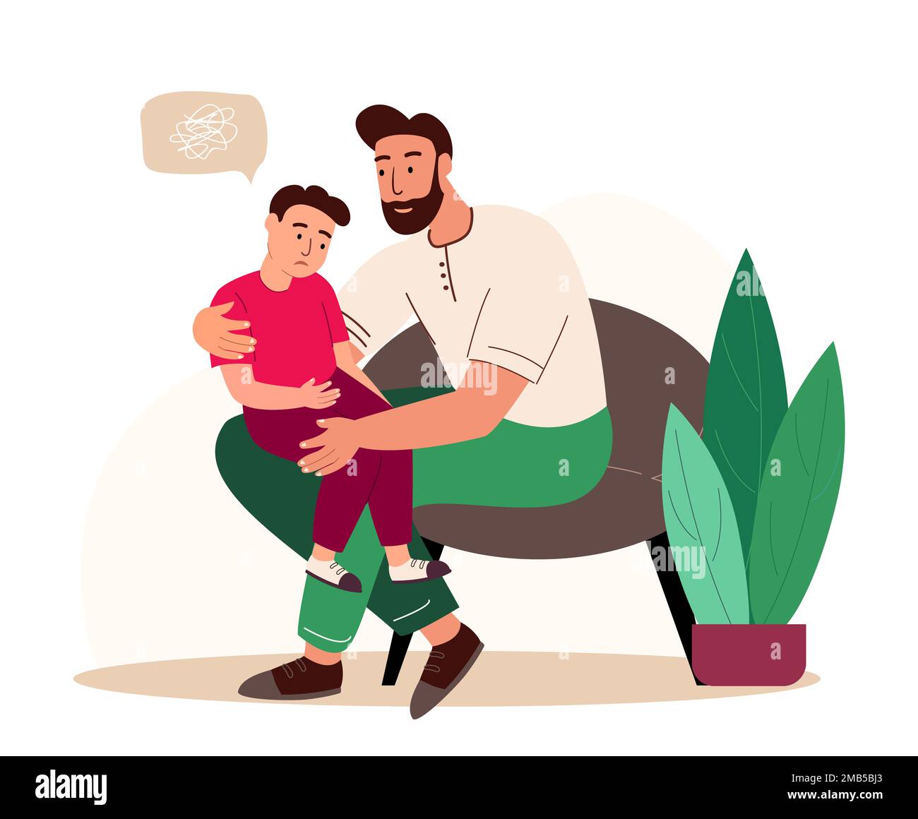 Parent Daddy Support his Child,Boy,Father Comforting Upset Kid.Sad Son ...