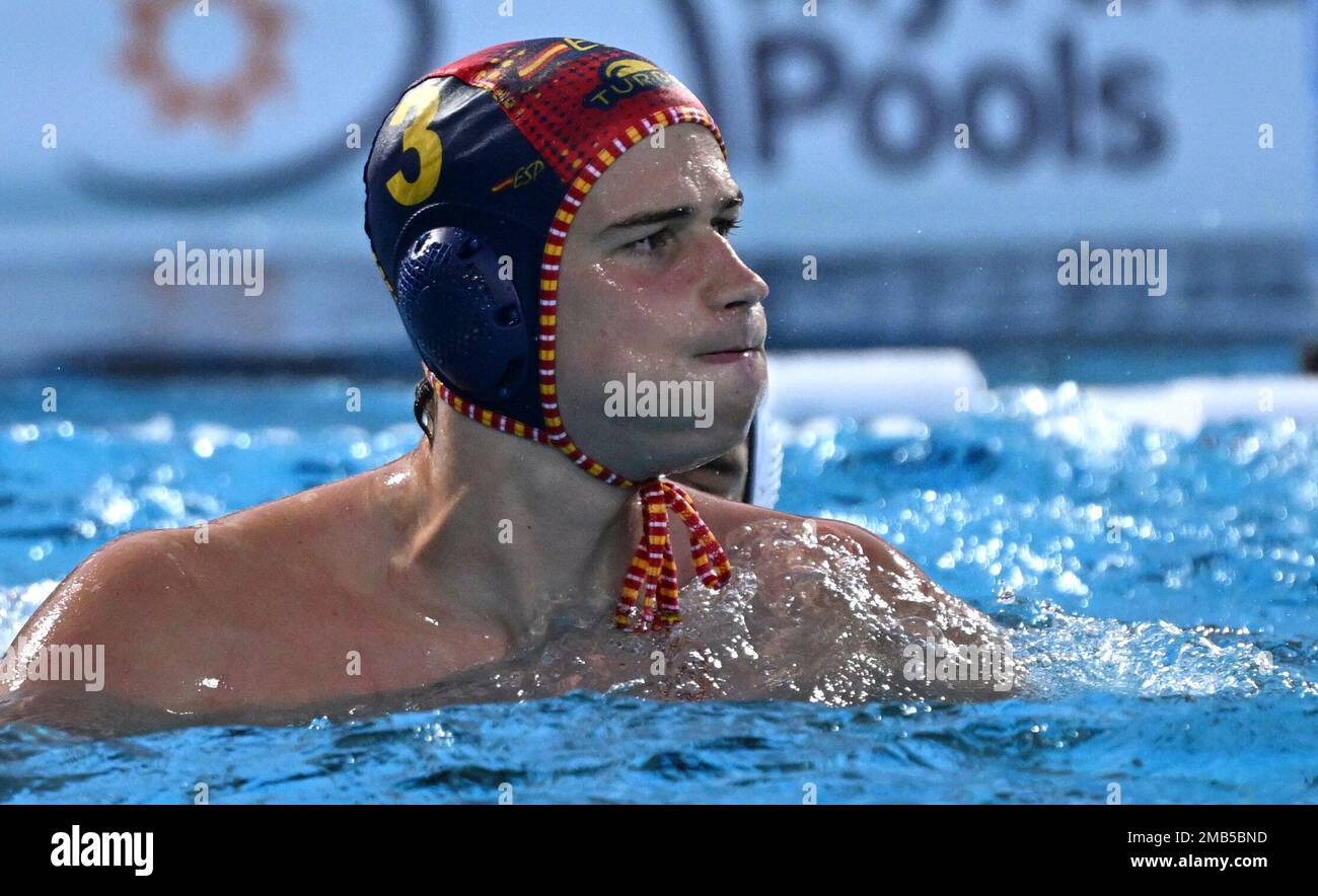 Alvaro Granados Ortega of Spain reacts during the Men's water polo gold ...