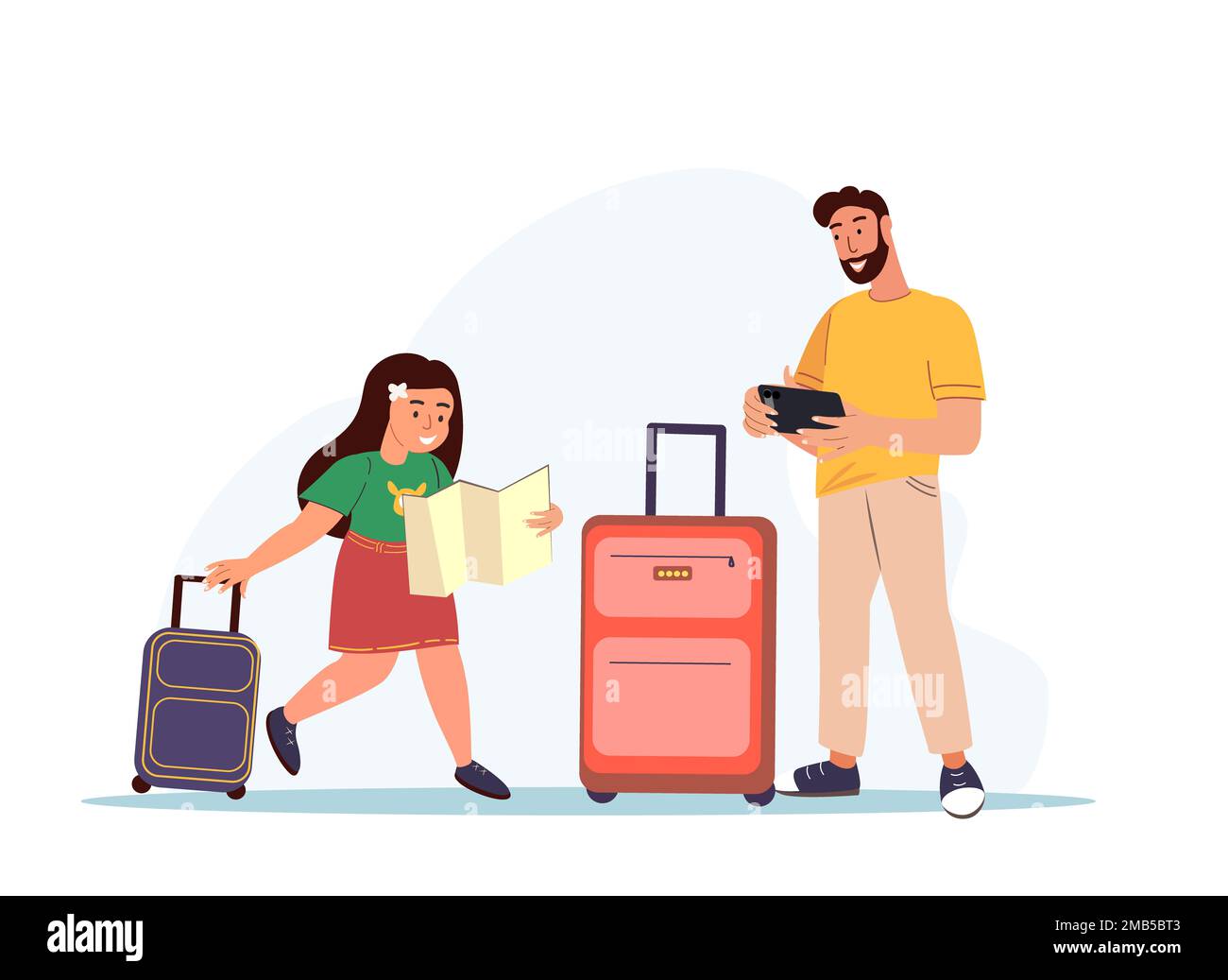 Family Trip,Travel Concept.Bright,Happy Parent Father and Daughter with ...