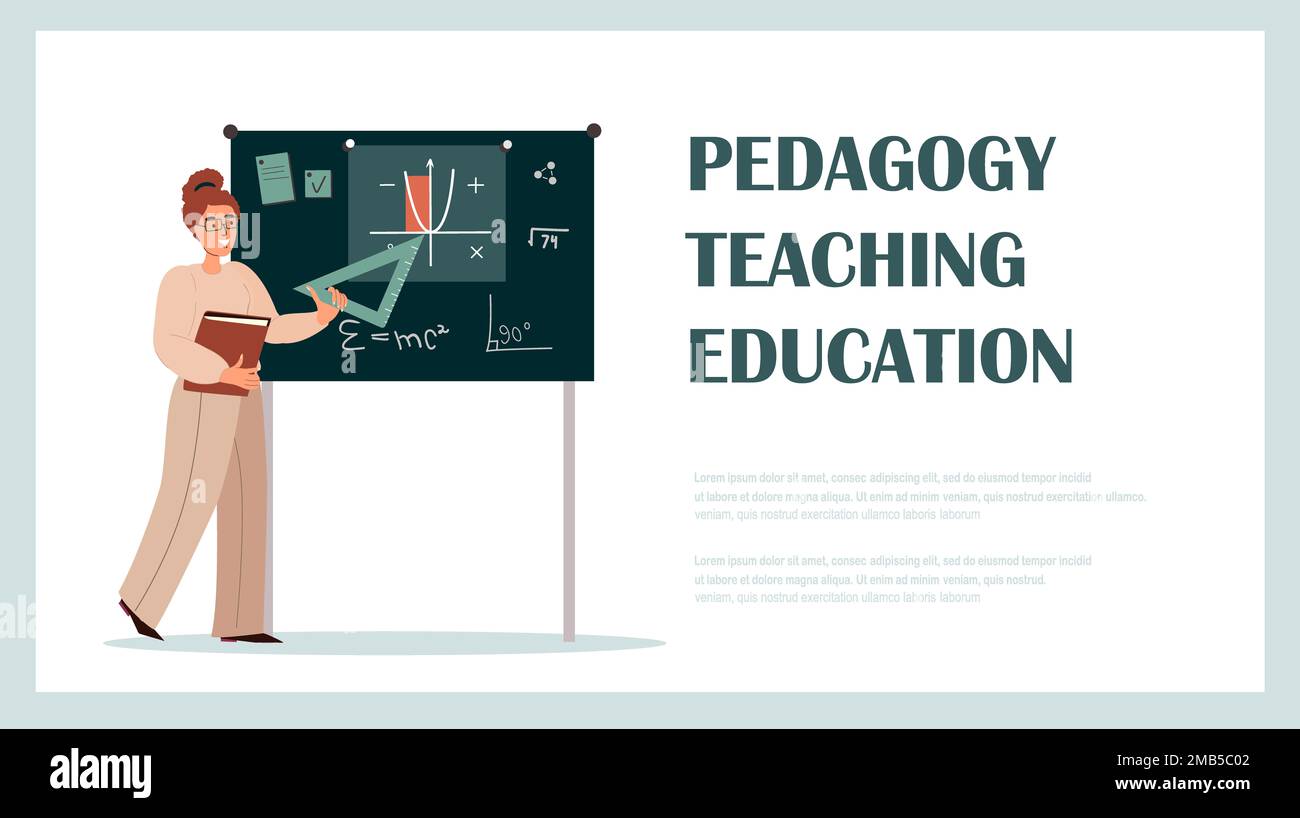 Secondary Education Landing Page Template.Teacher with Protractor ...