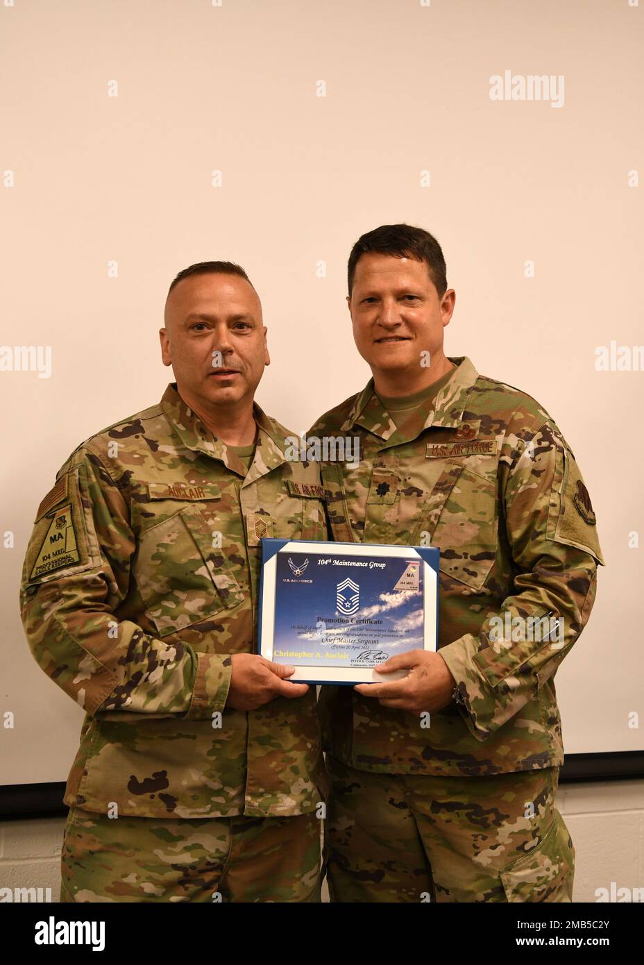 The 104th Fighter Wing promoted Christopher Auclair, Wing Weapons ...