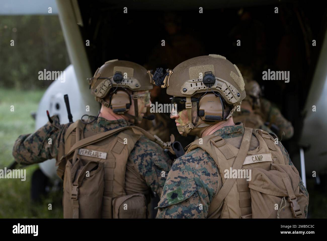 U.S. Marine Corps Sgt. Dylan Camp, right, and U.S. Marine Corps Sgt ...
