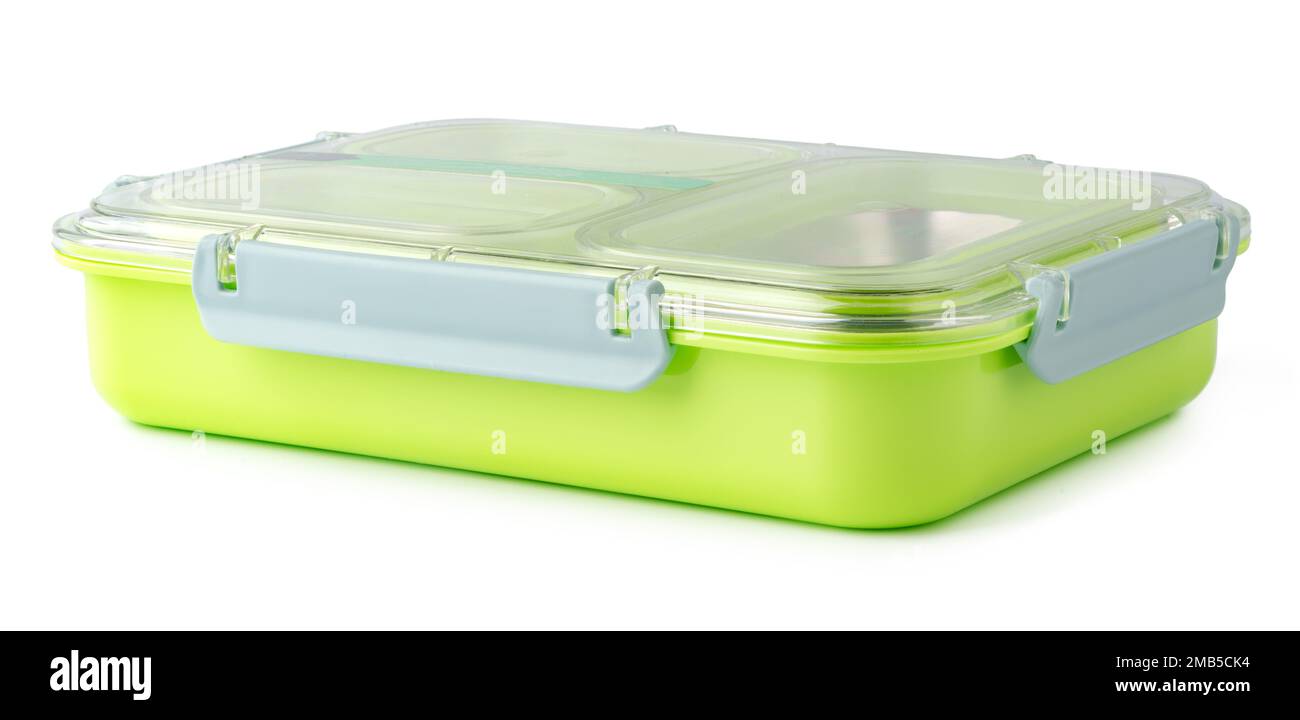 Close up of food containers isolated on white background Stock Photo ...