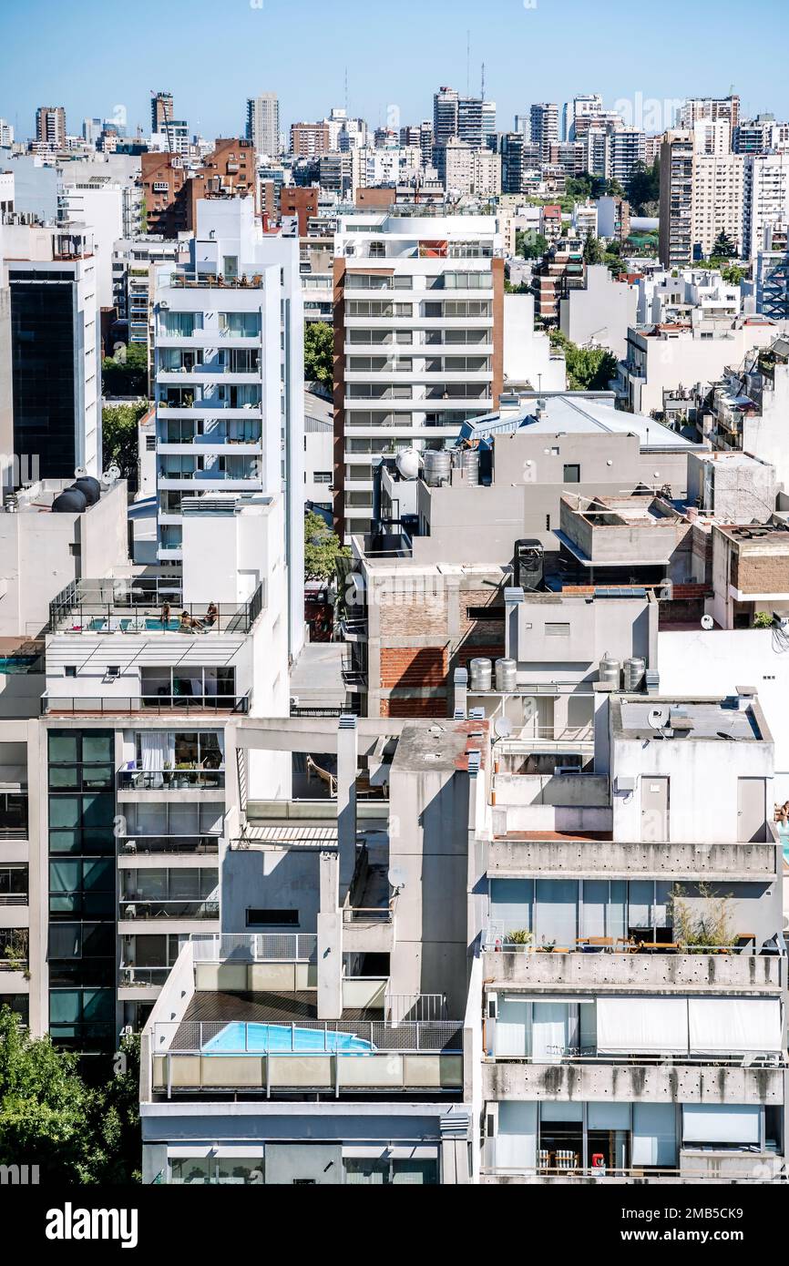 View of Buenos Aires from above. Cityscape architecture, houses and ...