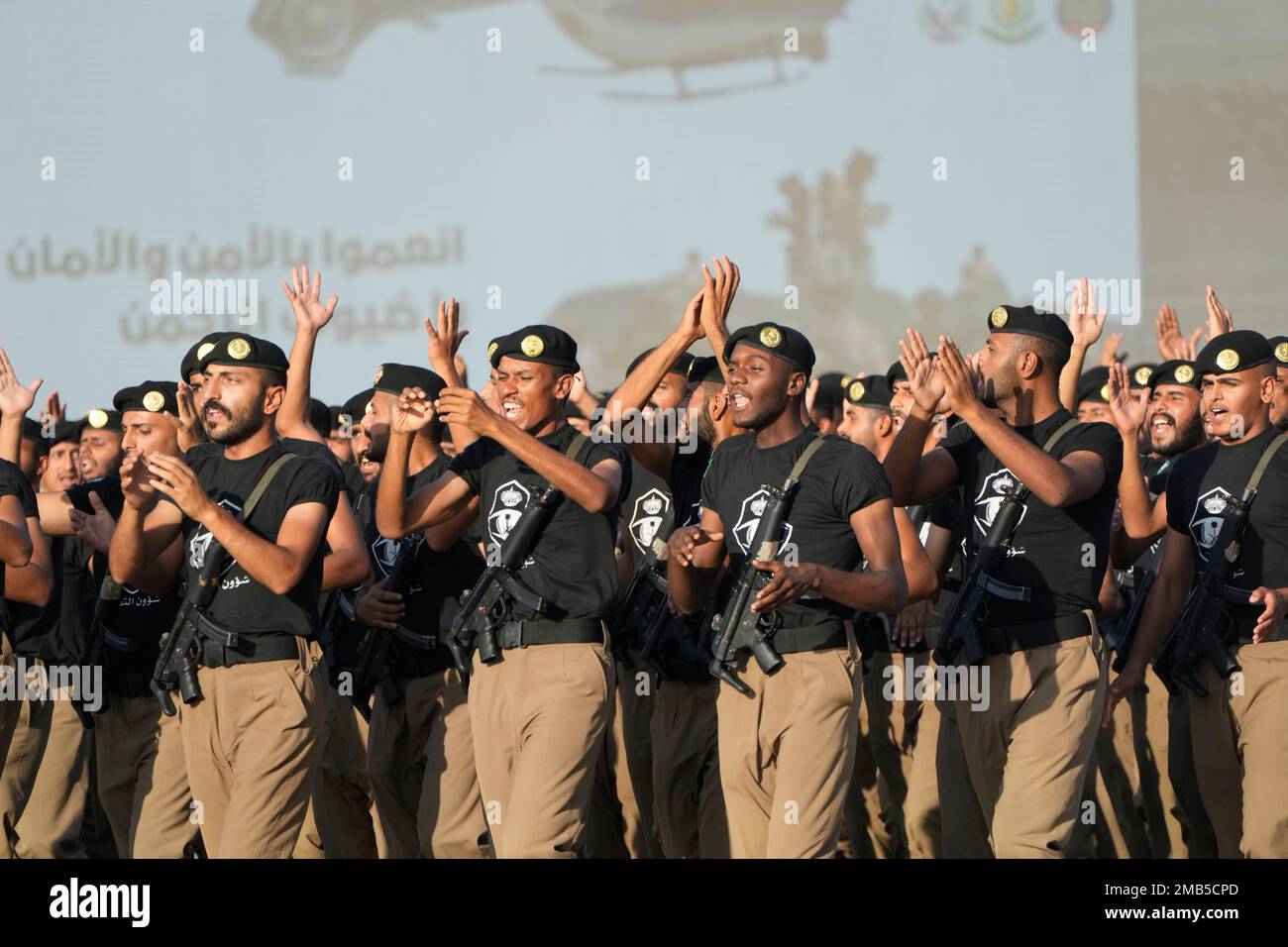 Members of the Saudi special forces perform during a military parade in ...