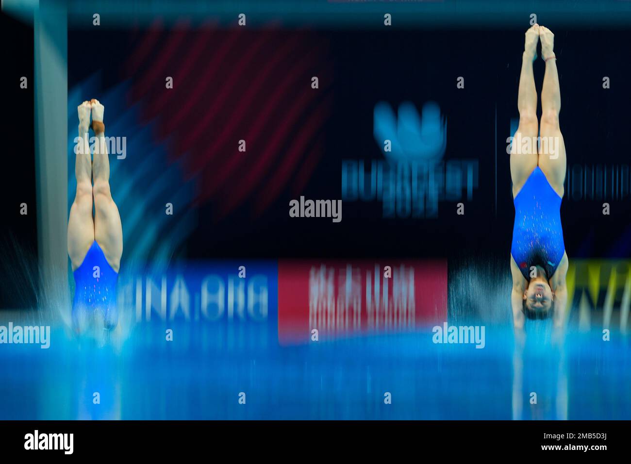 Chang Yani and Chen Yiwen of China compete during the women's diving 3m ...