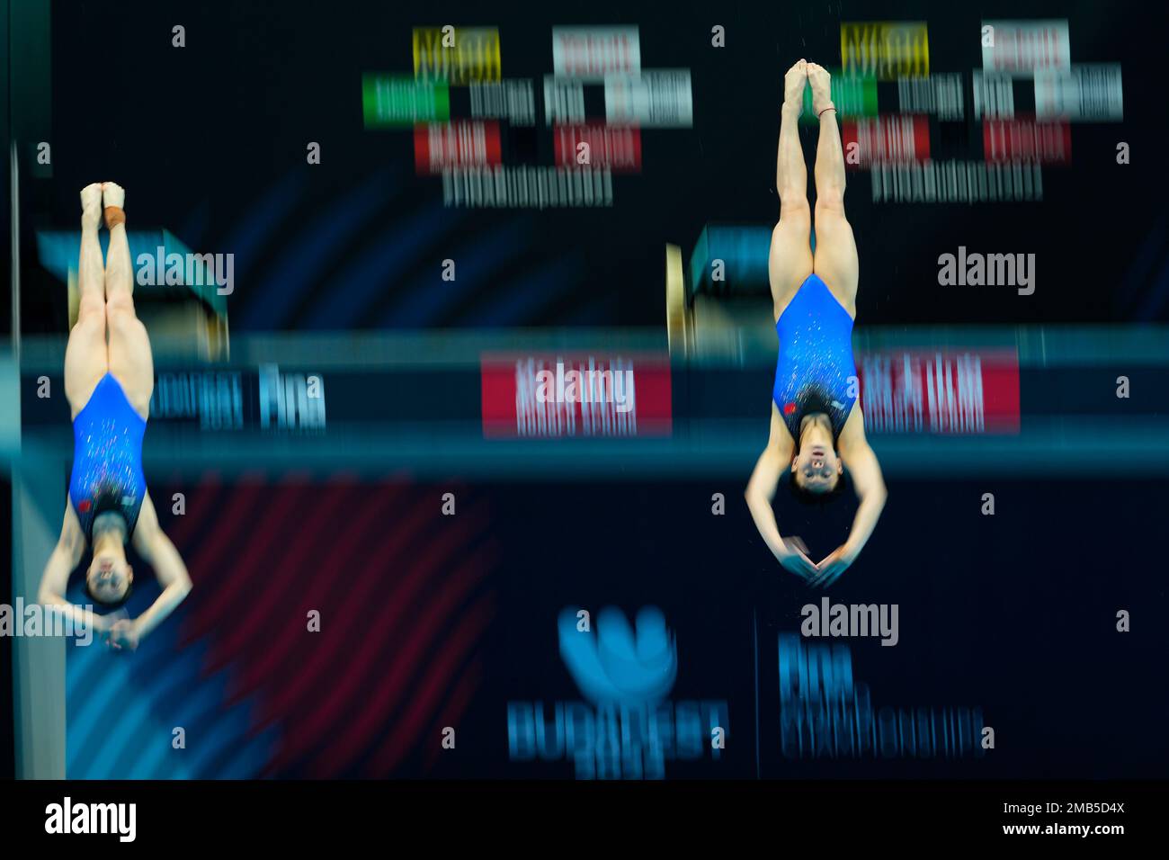 Chang Yani and Chen Yiwen of China compete during the women's diving 3m ...