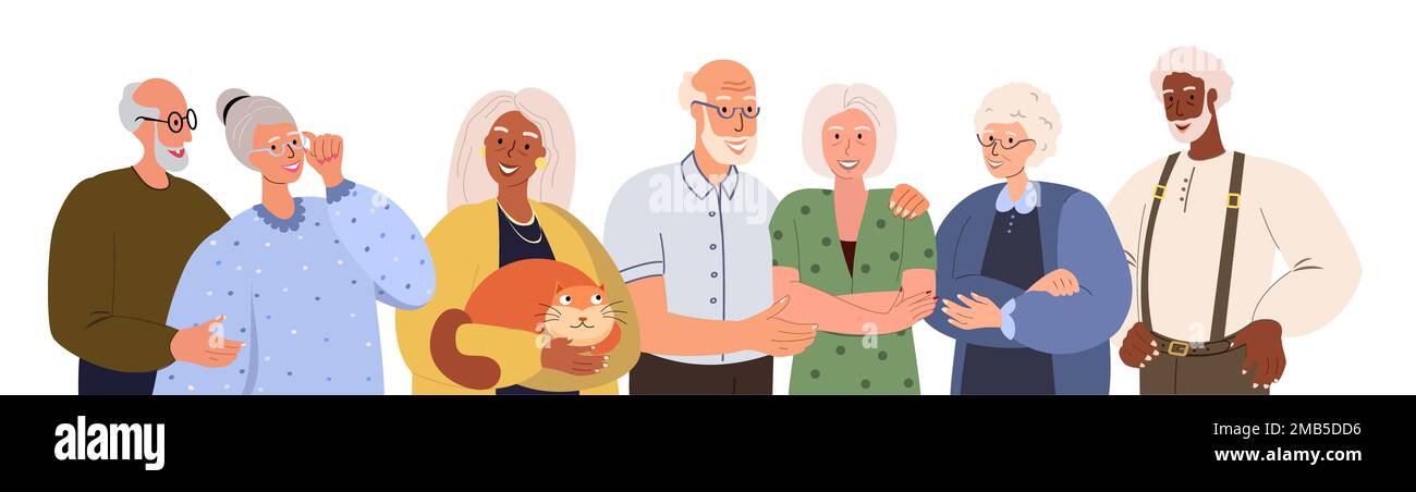 Modern Different Happy old senior people.Pensioners elderly men,women ...