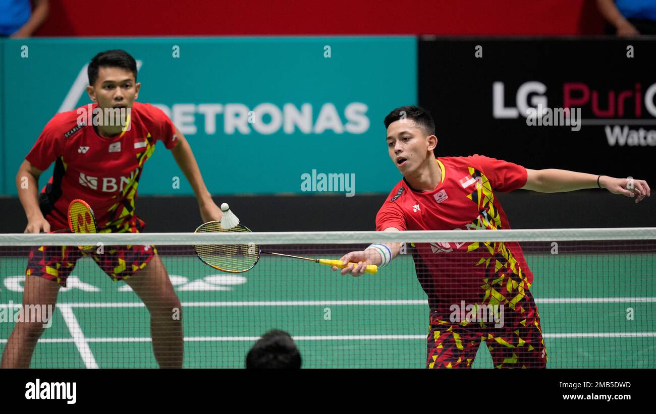 Indonesia's Fajar Alfian and Muhammad Rian Ardianto, right, play ...