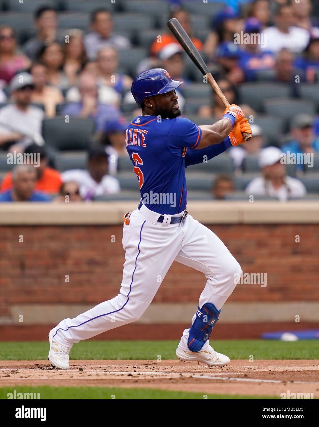 New York Mets' Starling Marte hits a two-run home run off Texas Rangers ...