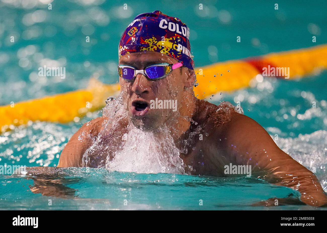 Omar Pinzon of Colombia competes in a men's 200-meter idividual medley ...