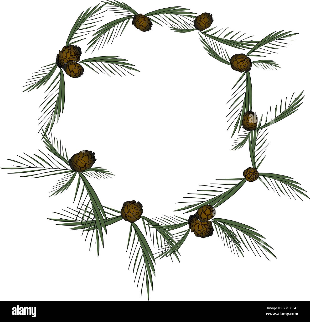 Christmas wreath fir cones Stock Vector Images - Alamy