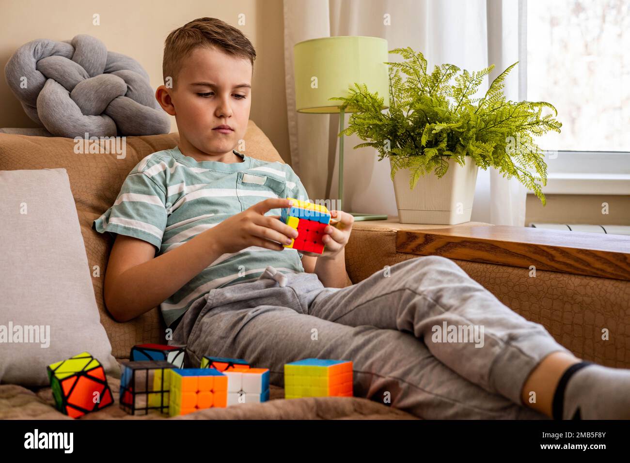 Khabarovsk, Russia, February 18, 2022. Portrait frowning male teenager ...