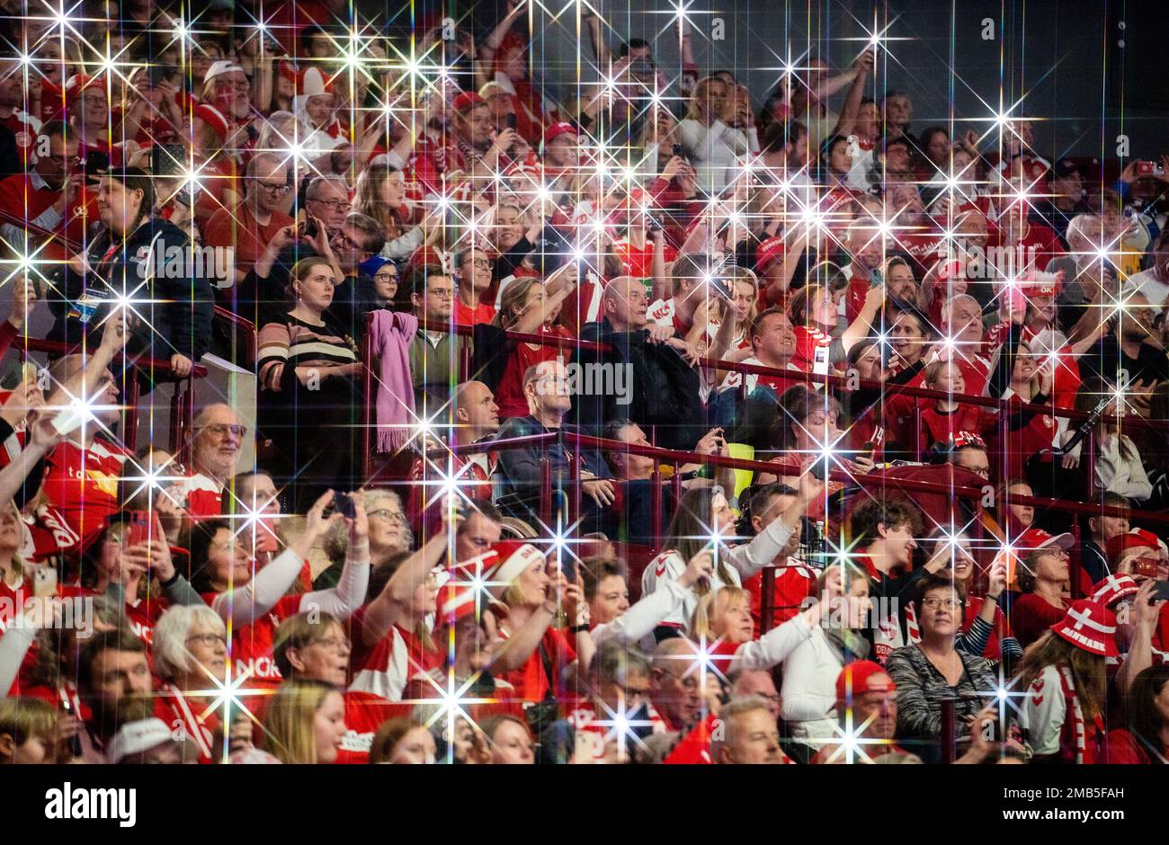 Malmo, Sweden. 19th Jan, 2023. Handball fans of Denmark seen on the ...