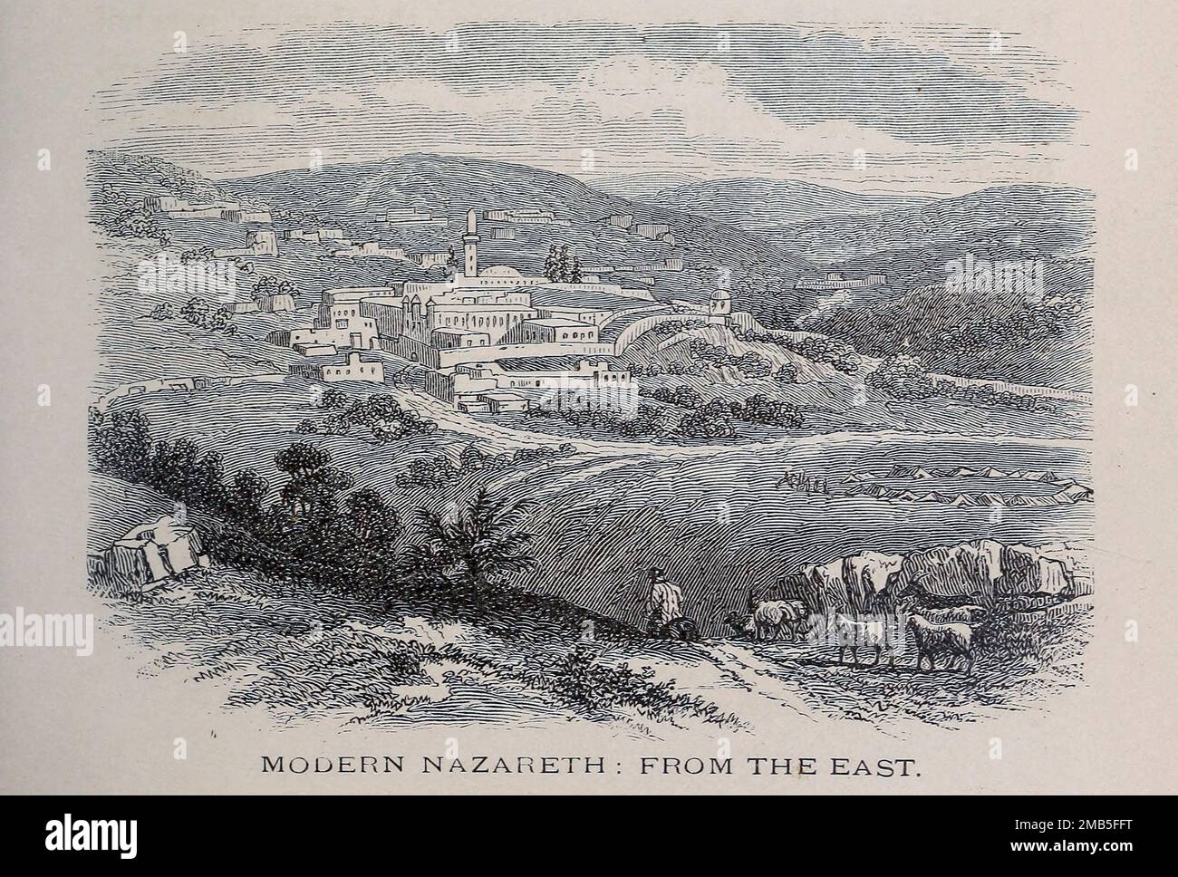 Modern Nazareth from the East engraving from the book ' Through Bible ...