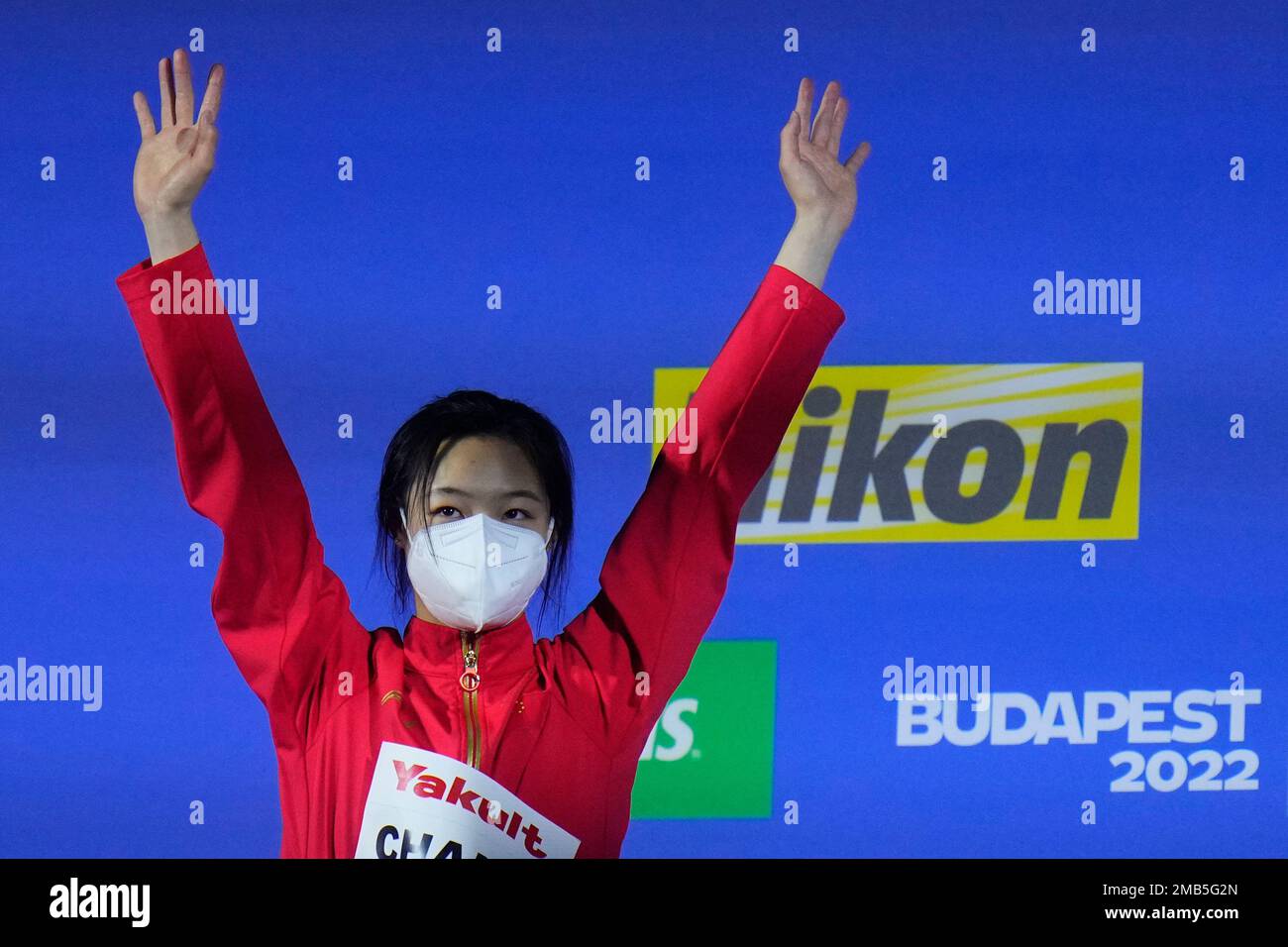 Third placed Chang Yani of China celebrates after the women's diving 3m ...