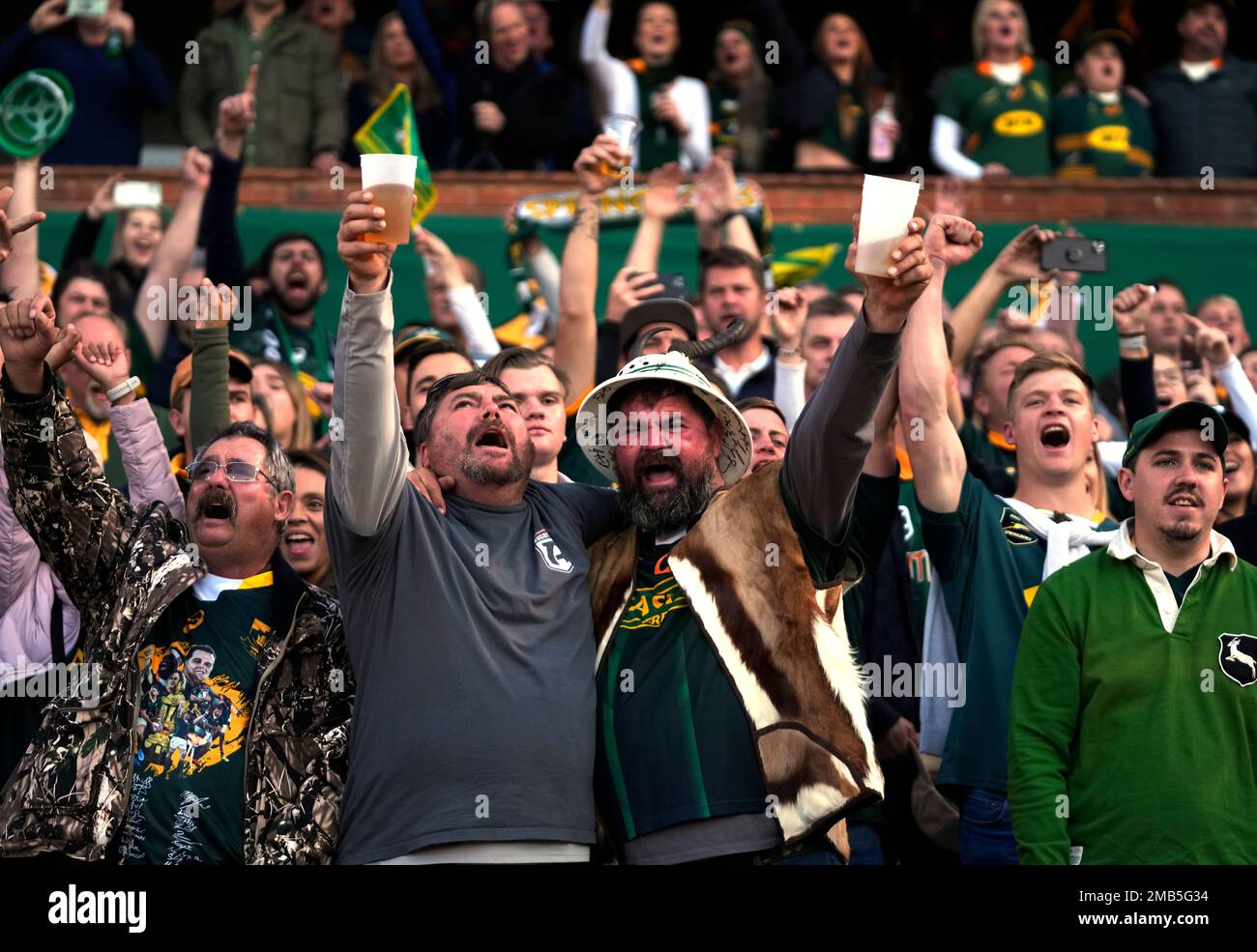 Fans sing during the Rugby Championship test between South Africa and ...