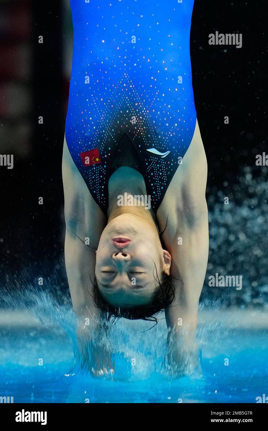 Chang Yani of China competes during the women's diving 3m springboard ...
