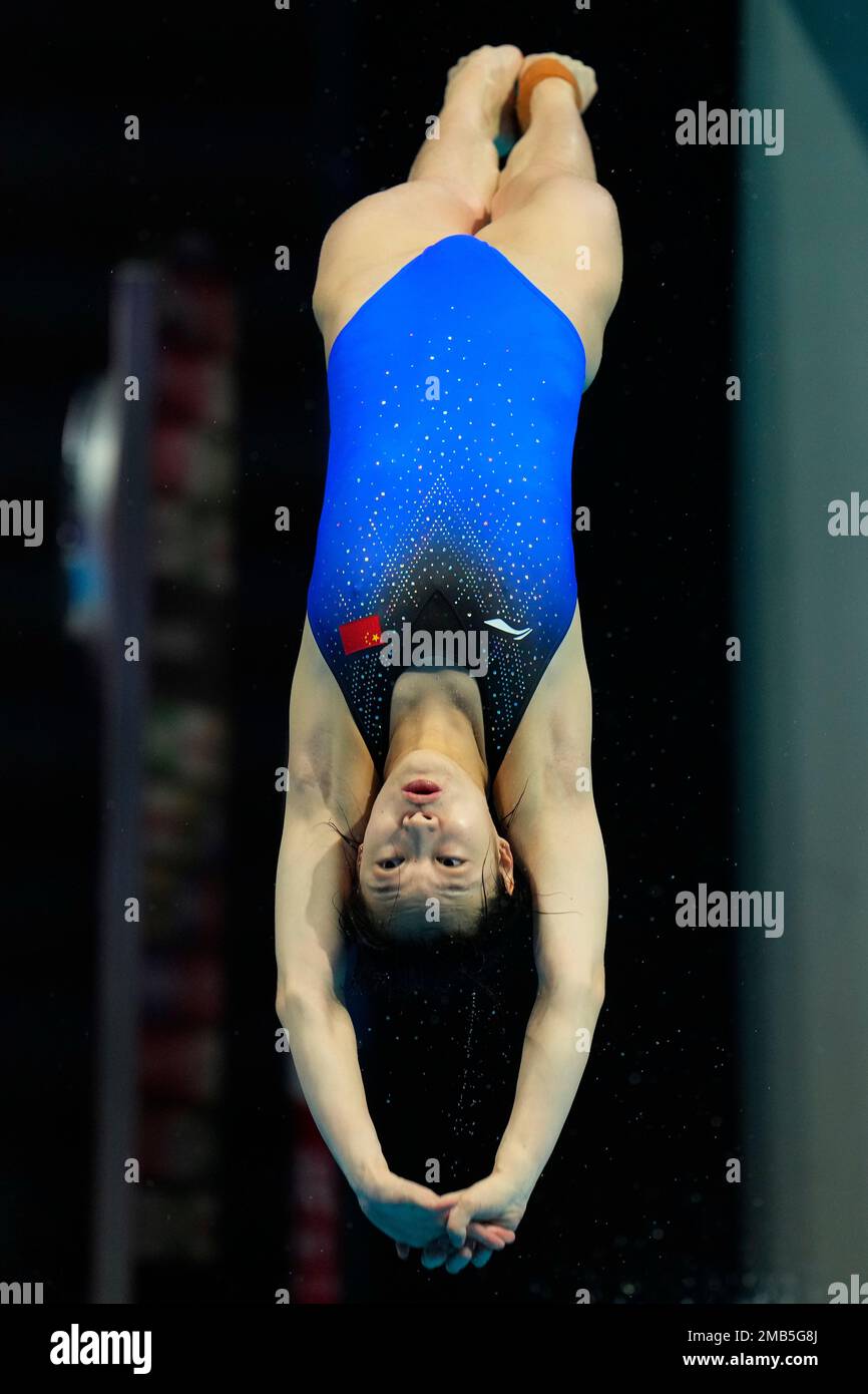 Chang Yani of China competes during the women's diving 3m springboard ...