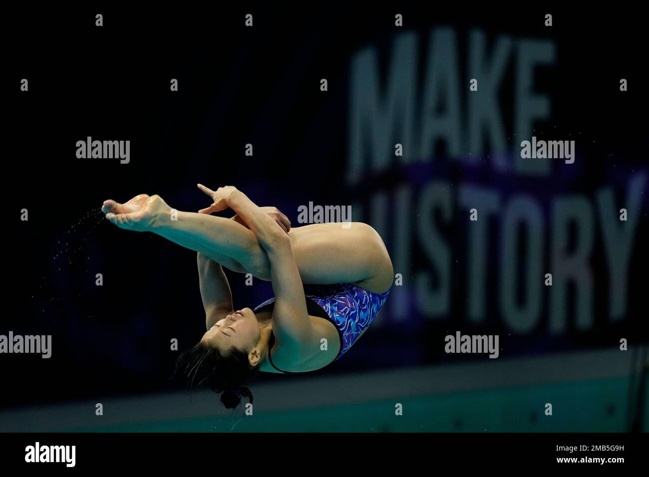 Sayaka Mikami of Japan competes during the women's diving 3m ...