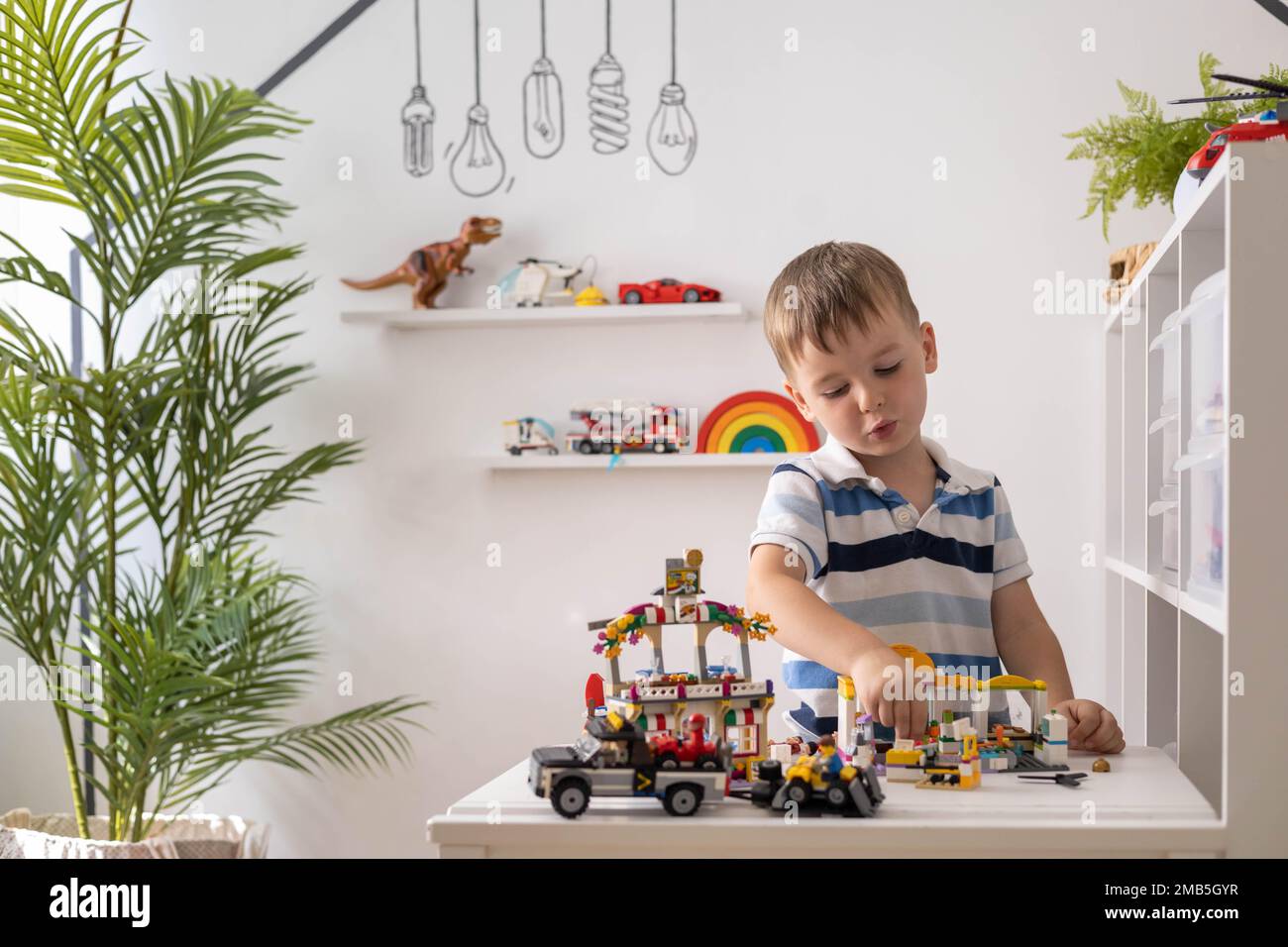 Boy playing with lego top view hi-res stock photography and images - Alamy