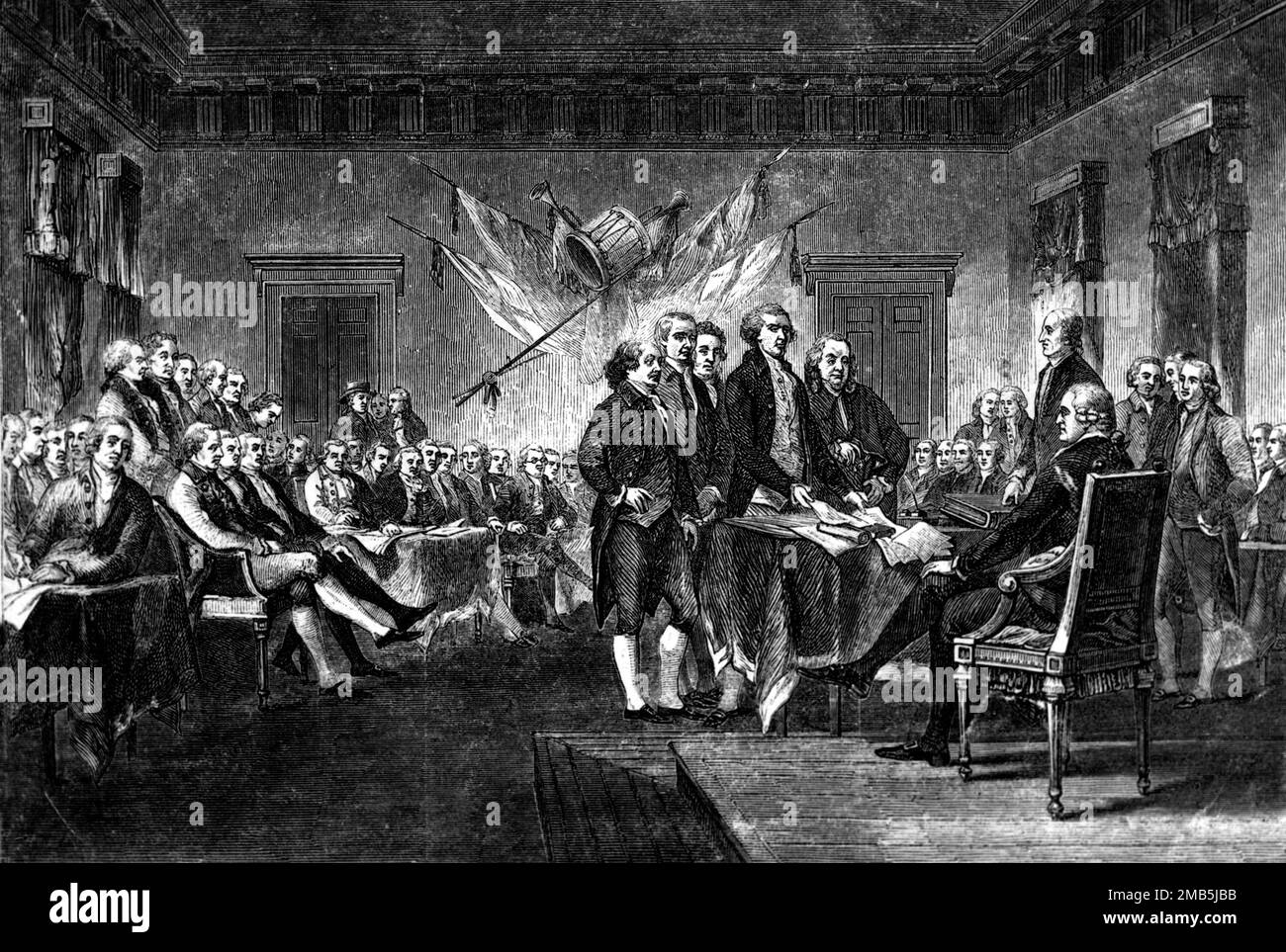 This undated engraving shows the scene on July 4, 1776 when the ...