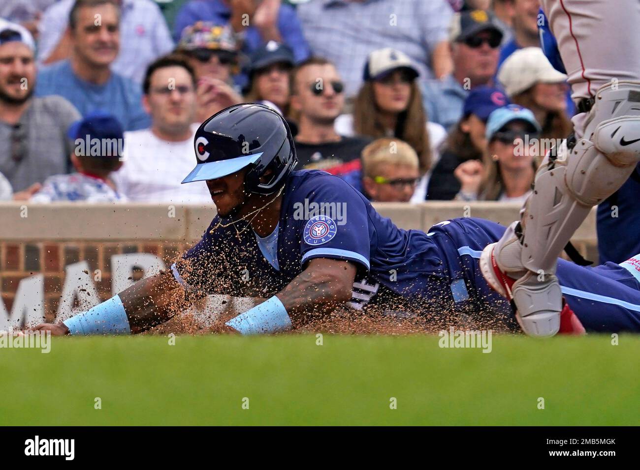 Chicago Cubs' Nelson Velazquez scores past Boston Red Sox catcher ...