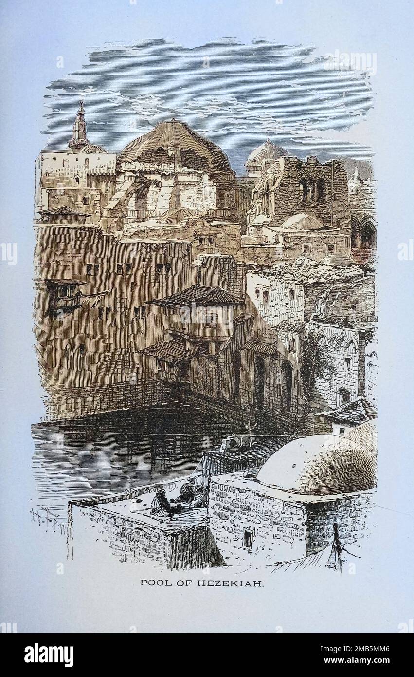 Pool of Hezekiah engraving from the book ' Through Bible lands : notes ...