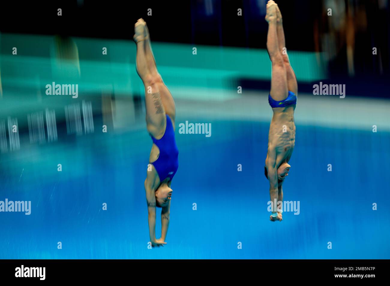 Oleksii Sereda and Sofiia Lyskun of team Ukraine compete during the ...