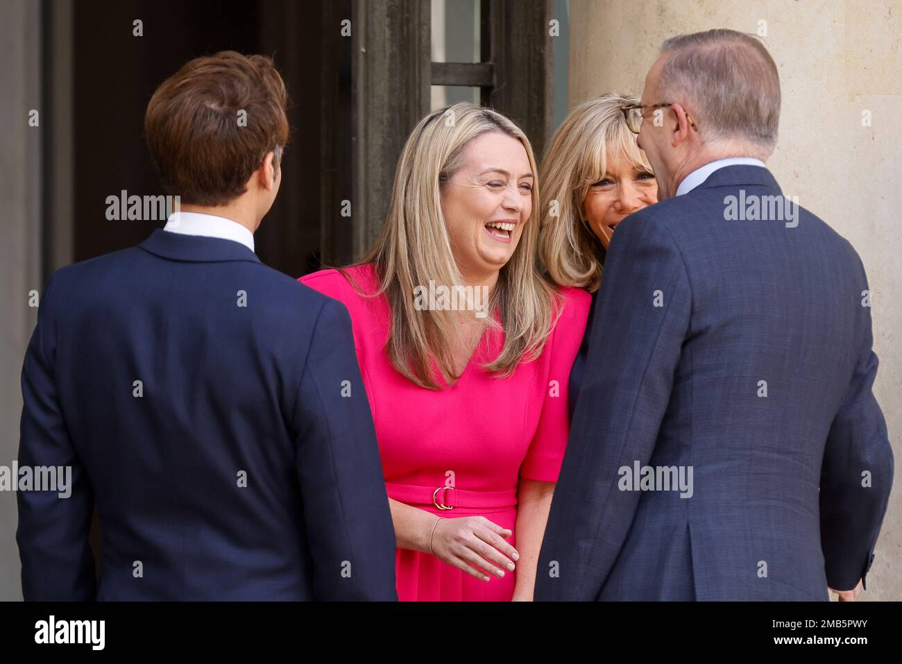 French President Emmanuel Macron, left, Australian Prime Minister ...