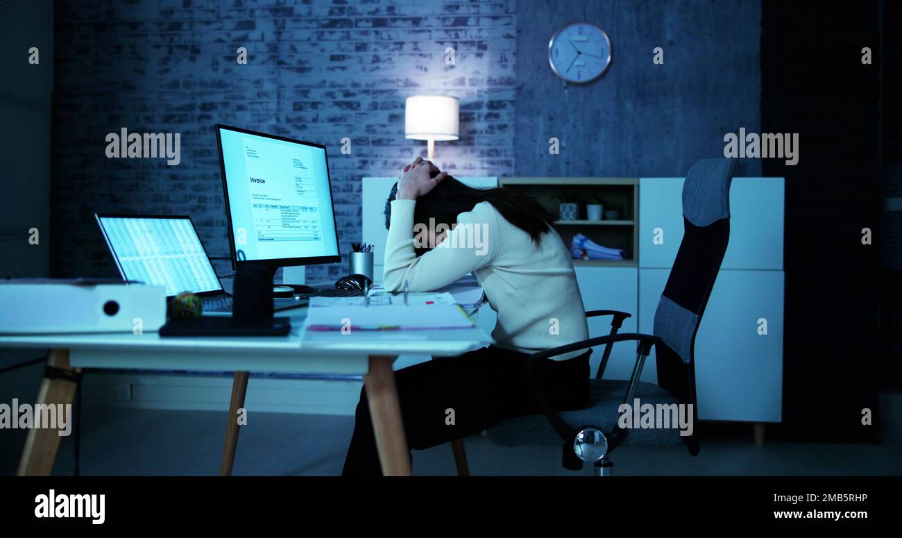 Bored Office Employee Accountant. Lazy Female At Work Stock Photo - Alamy