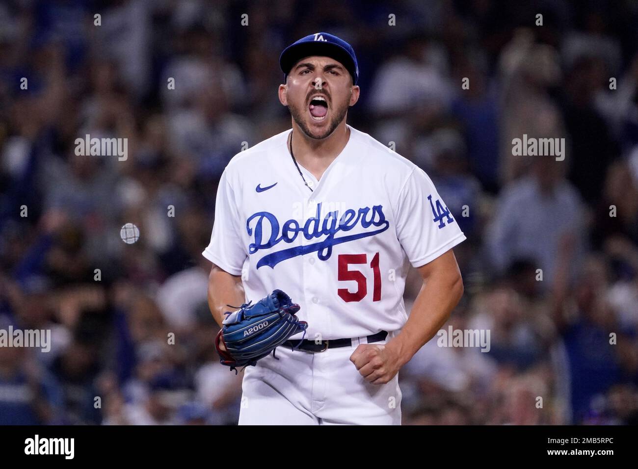 Los Angeles Dodgers relief pitcher Alex Vesia celebrates after San ...