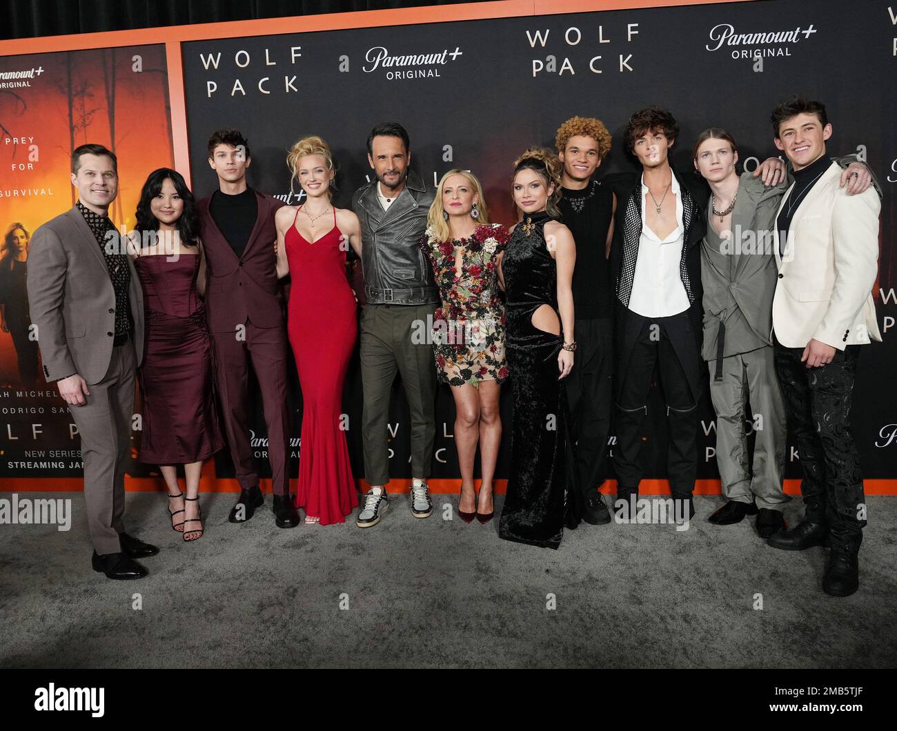 Los Angeles, USA. 19th Jan, 2023. (L-R) WOLF PACK Cast - John Patrick ...