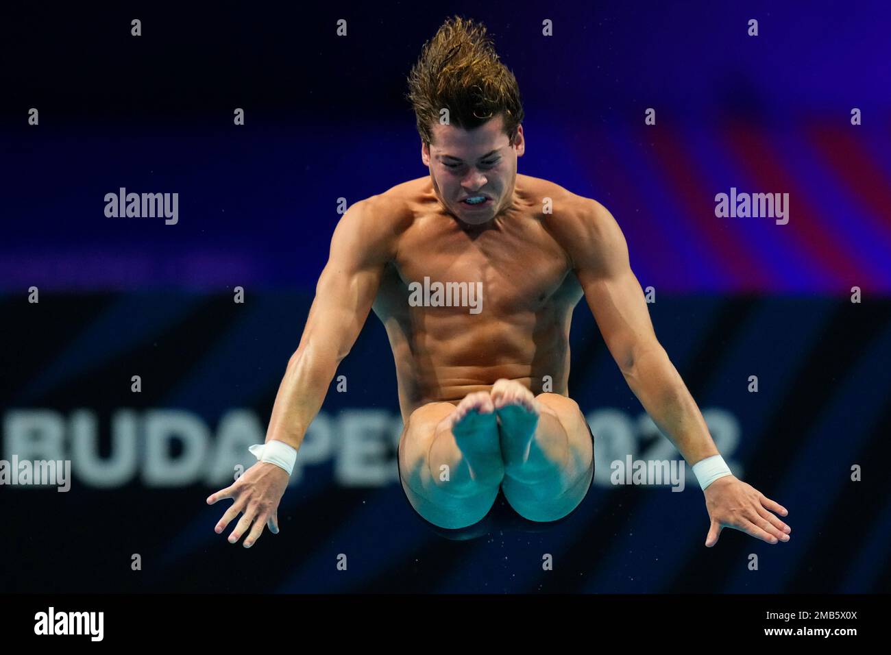 Jordan Rzepka of the United States competes during the men's diving 1m ...