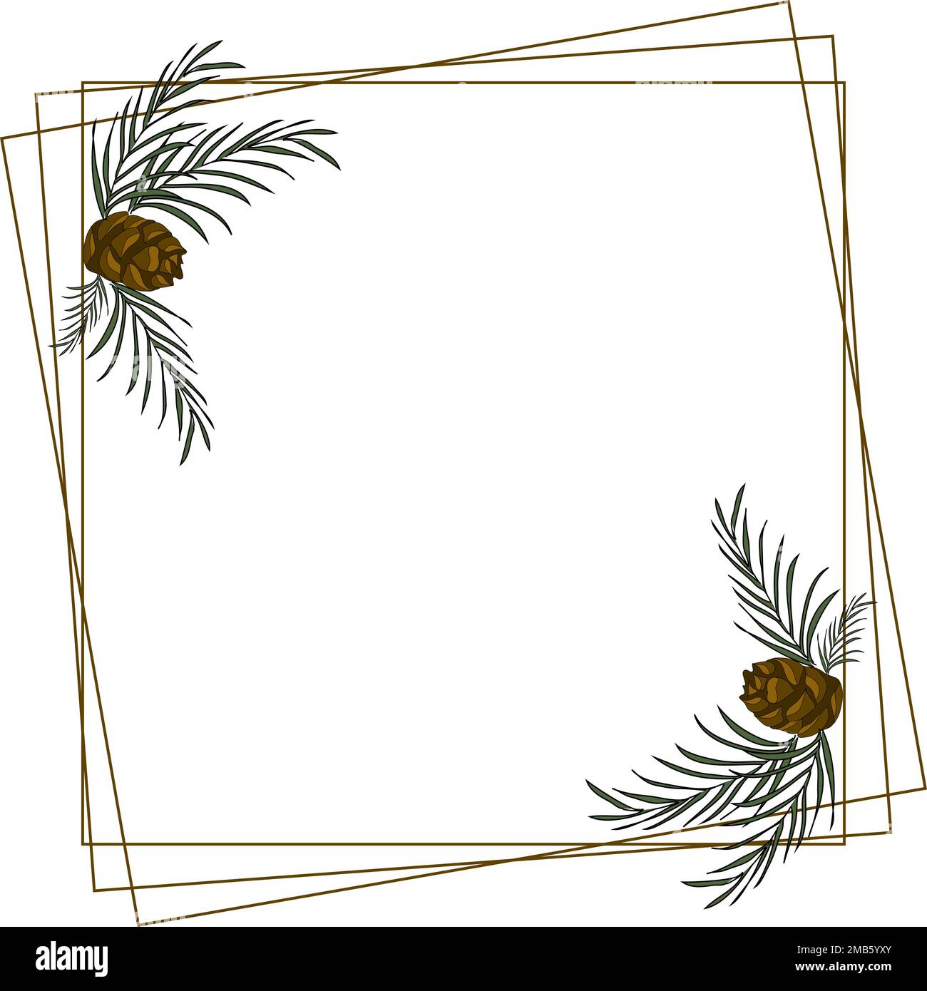 Triple frame with pine branches and cones for New Year and Christmas ...