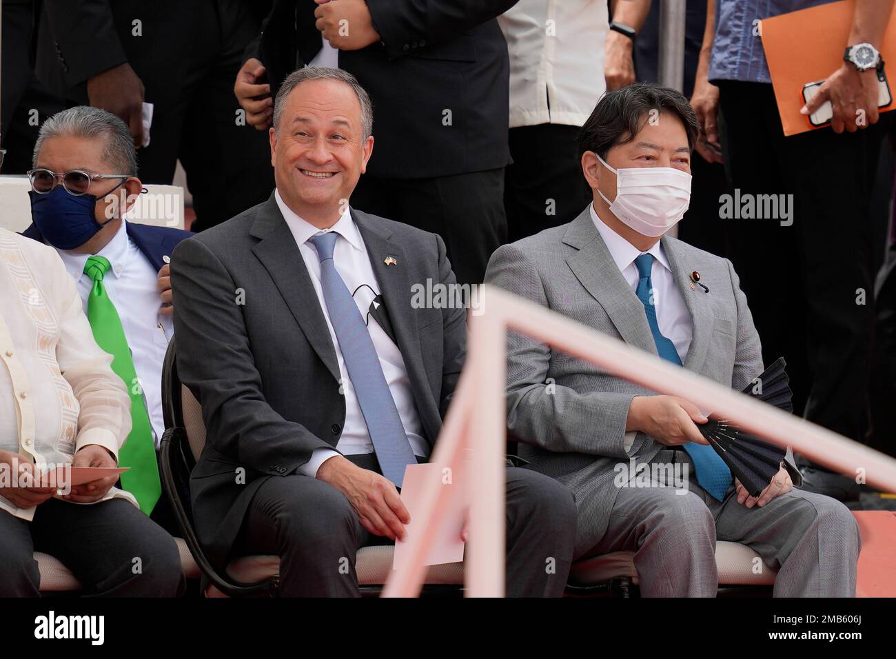 Douglas Emhoff, center, husband of U.S. Vice President Kamala Harris ...