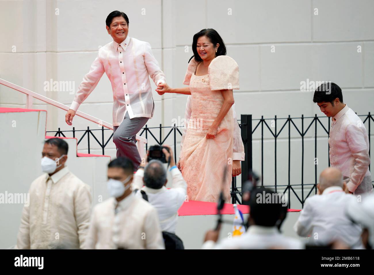 President-elect Ferdinand "Bongbong" Marcos Jr., left top, and his wife ...