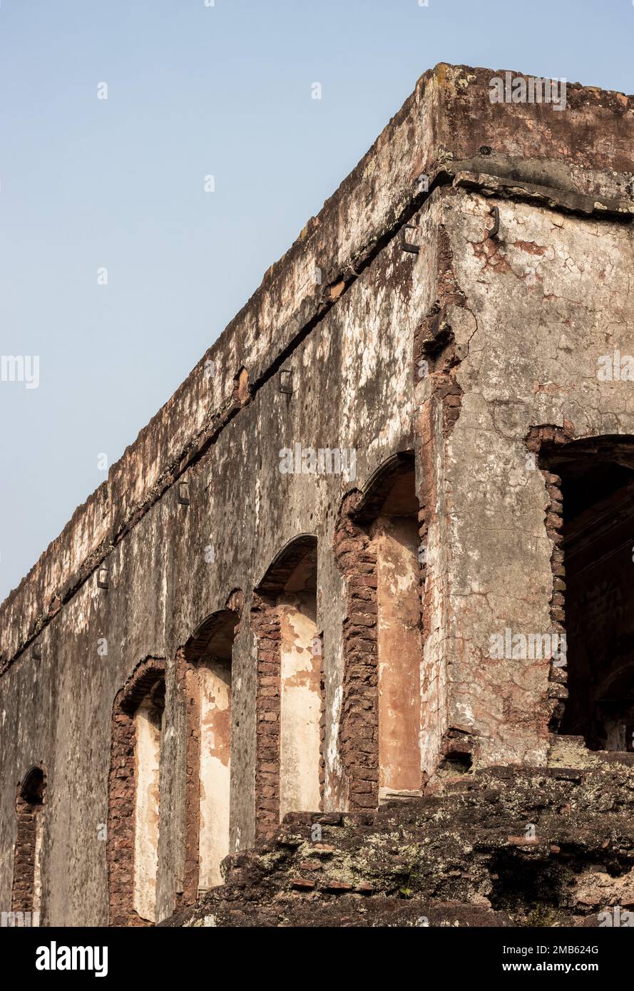 Ancient abandoned brick structural building under the cloudy sky Stock ...