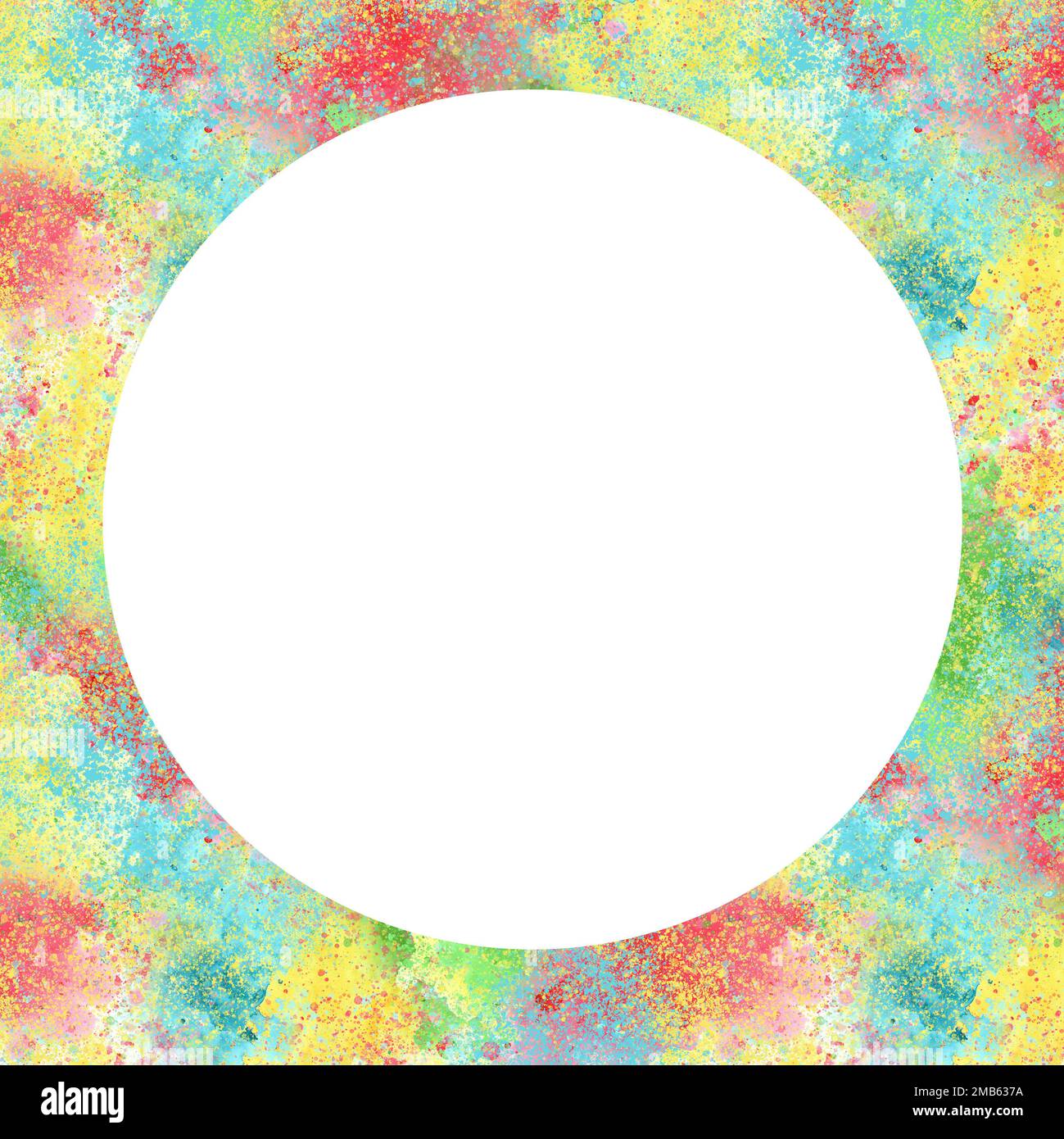 Hand-drawn watercolor frame with colorfull background. A part of the ...