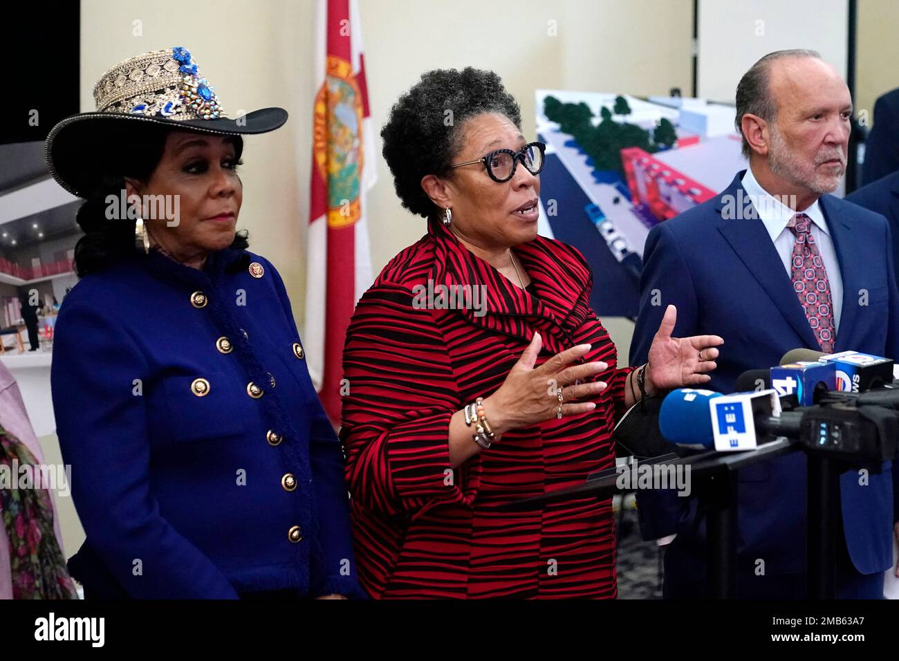 Housing and Urban Development (HUD) Secretary Marcia Fudge during a tour of the Homeless ...