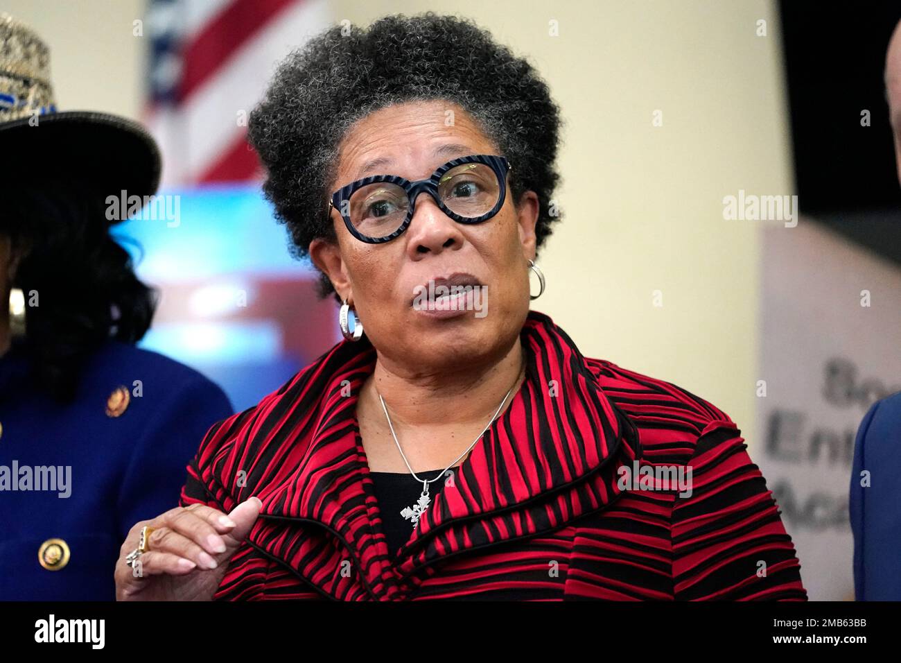 Housing and Urban Development (HUD) Secretary Marcia Fudge speaks during a tour of the Homeless ...