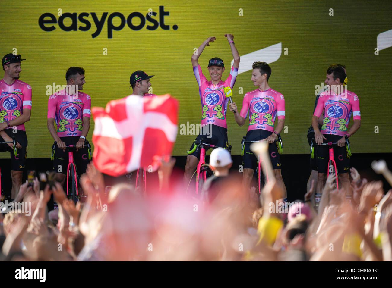 Magnus Cort Nielsen of Denmark, center, Neilson Powless of the U.S ...