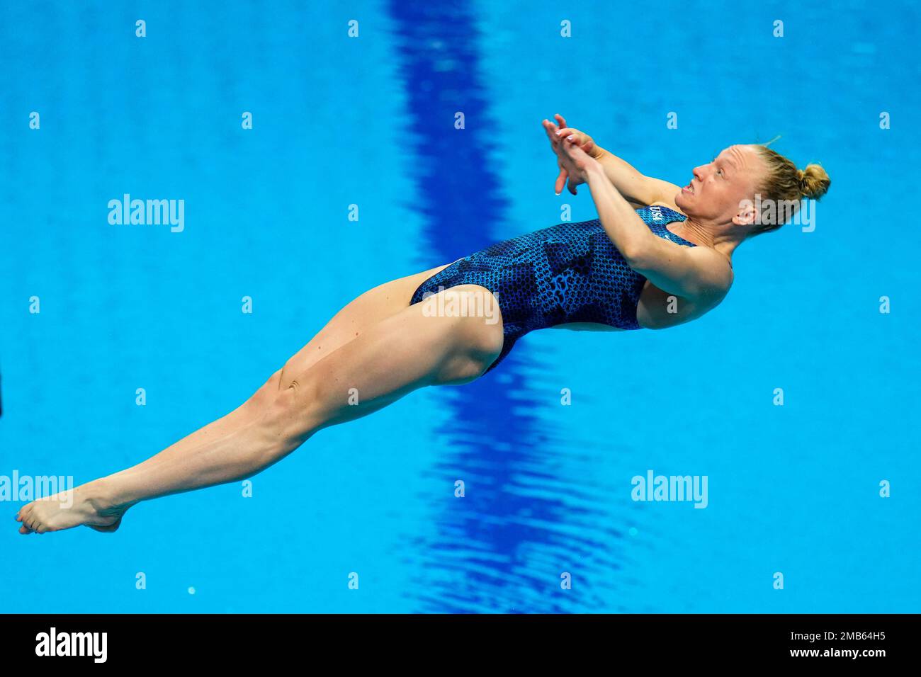 Sarah Bacon of the United States competes during the women's diving 1m ...