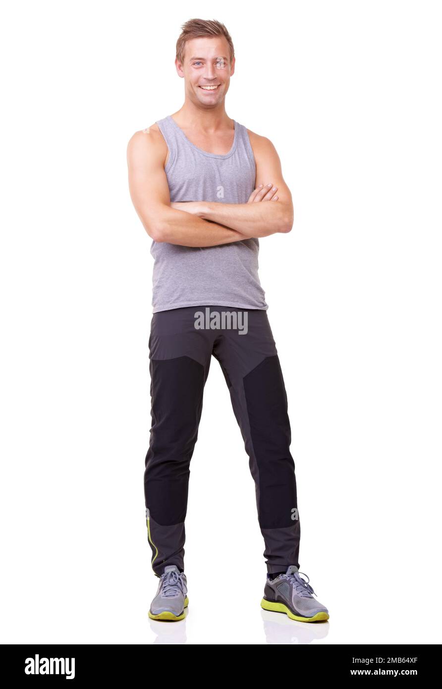 Ive had to work hard to keep this fit. Full length studio portrait of a ...
