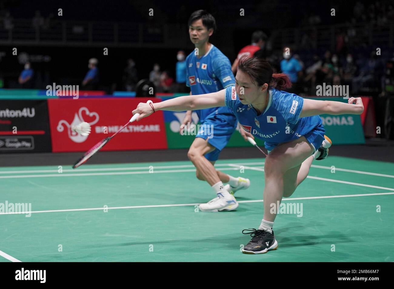 Arisa Higashino, right, and Yuta Watanabe of Japan compete against ...
