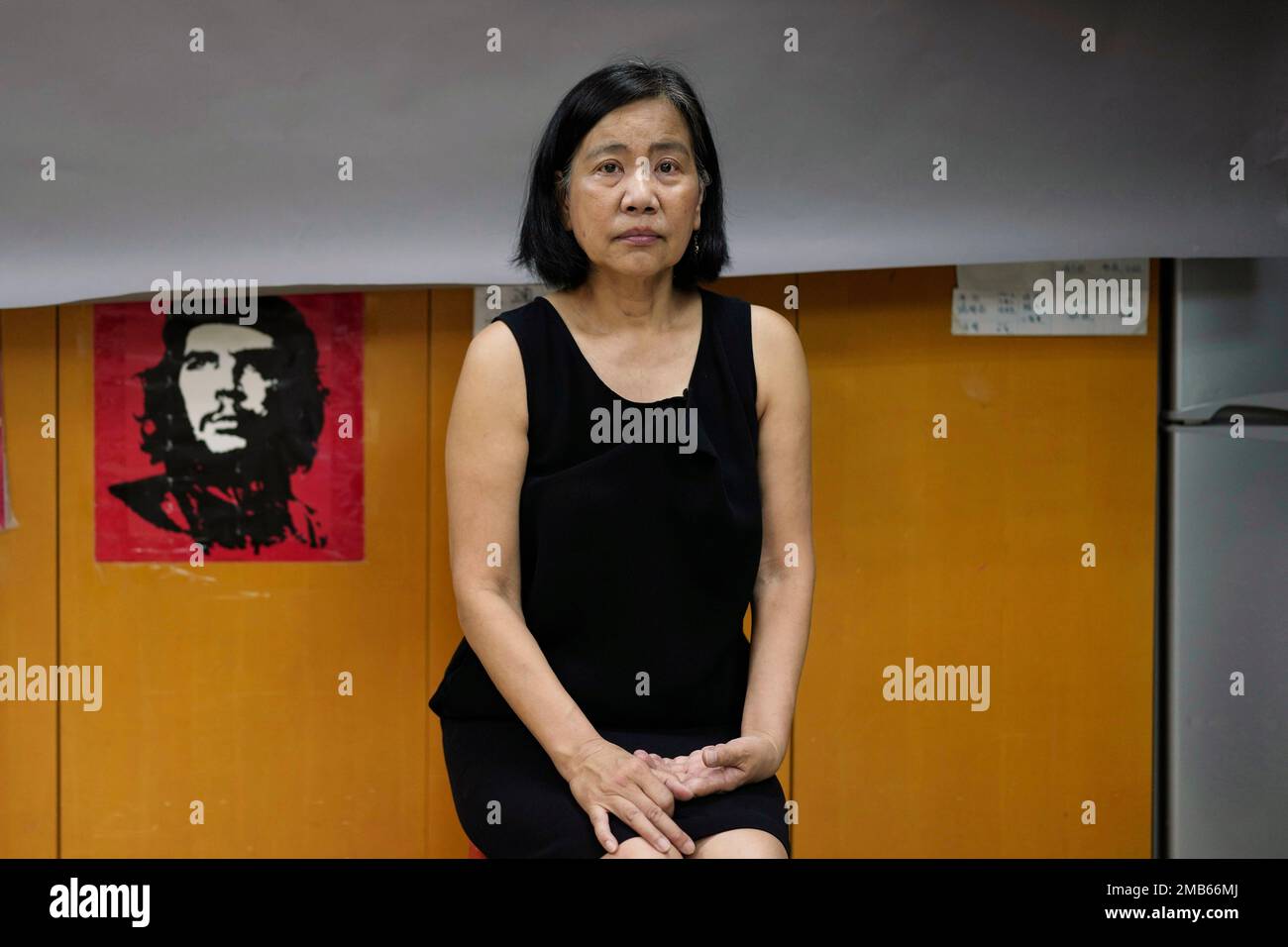 Chan Po-ying, a 66-year-old veteran pro-democracy activist, poses for a ...