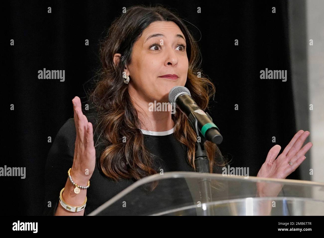 U.S. Rep. Stephanie Bice speaks after winning the Republican nomination ...