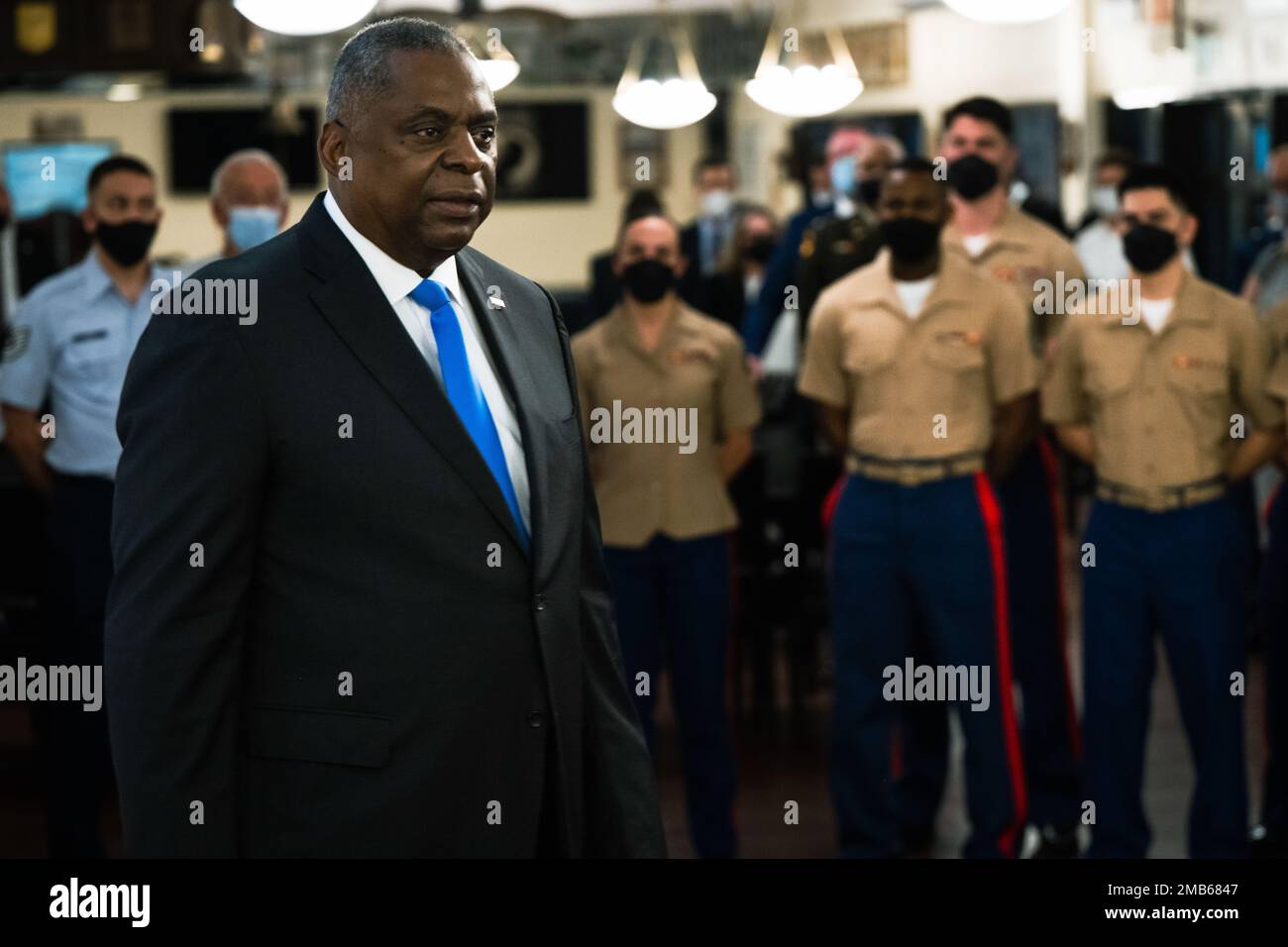 Secretary of Defense Lloyd J. Austin III visits servicmembers stationed ...